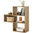 3-Tier Bookshelf, Wooden Convex Bookcase for Small Space, Modern ...