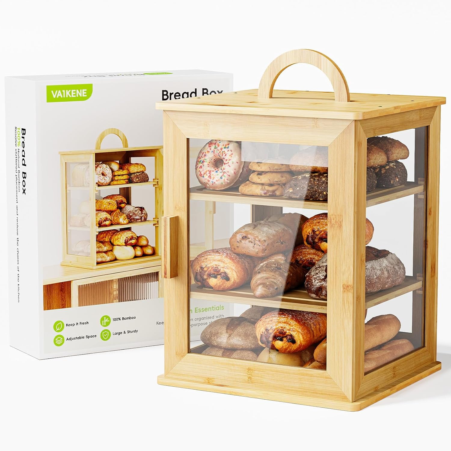 3-Tier Bread Box for Kitchen Large Capacity Bread Storage for Homemade ...