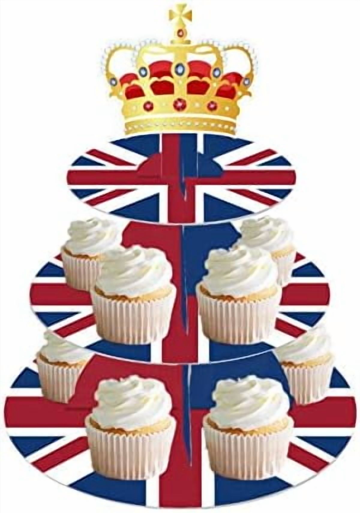 3 Tier British Party Cupcake Stand British Flag Cake Stand United ...
