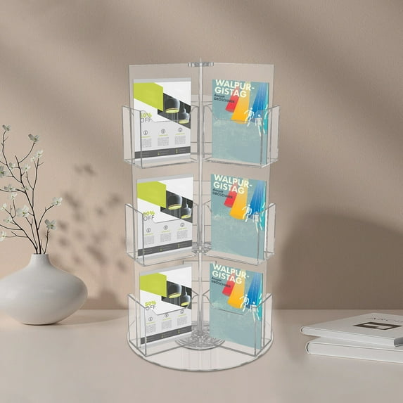 3-Tier Brochure Holder Magazine Literature Stand Clear 50.4cm/19.8 ...