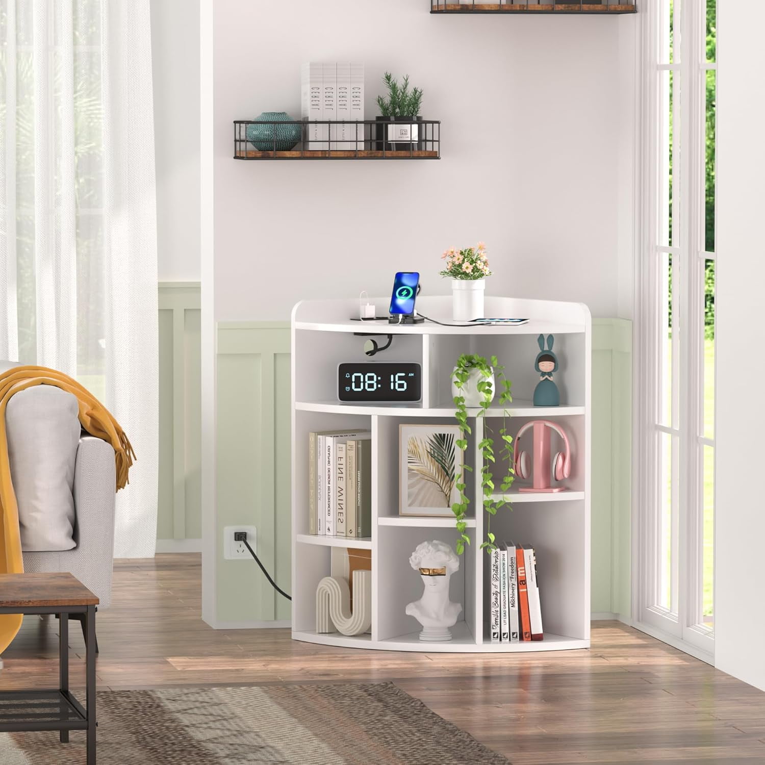 3-Tier Cabinet with Adjustable Shelf Boards, Triangle 8 Cubes Corner ...