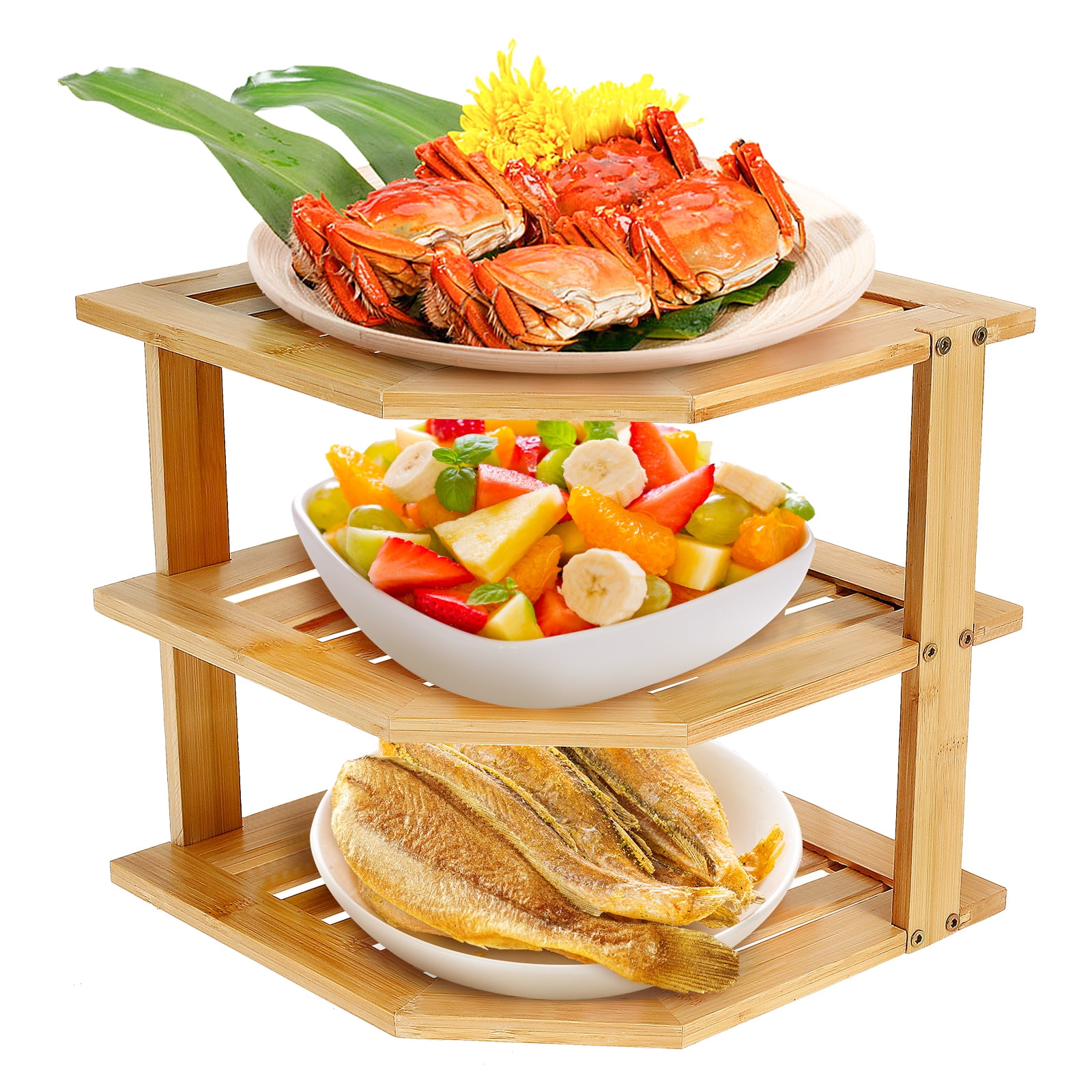 3 Tier Cabinet Organizer Shelf for Kitchen Storage Sturdy Plate ...