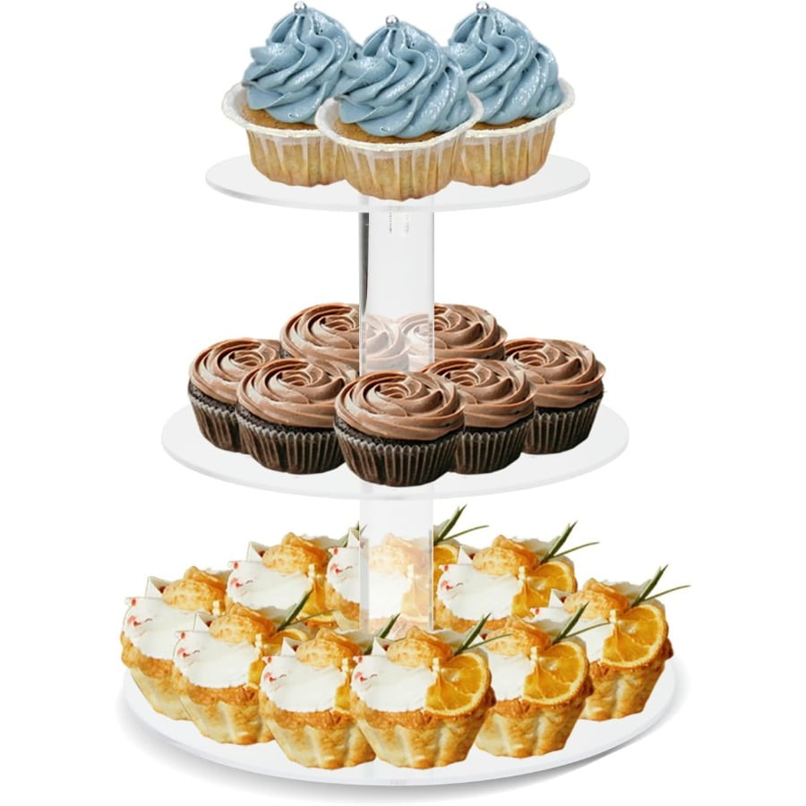3 Tier Cake Stand, Acrylic Round Cupcake Stand Clear Cupcake Tower ...