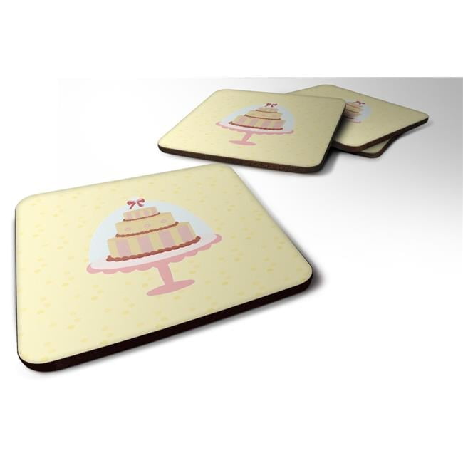 3 Tier Cake on Yellow Foam Coasters - Set of 4 - Walmart.com