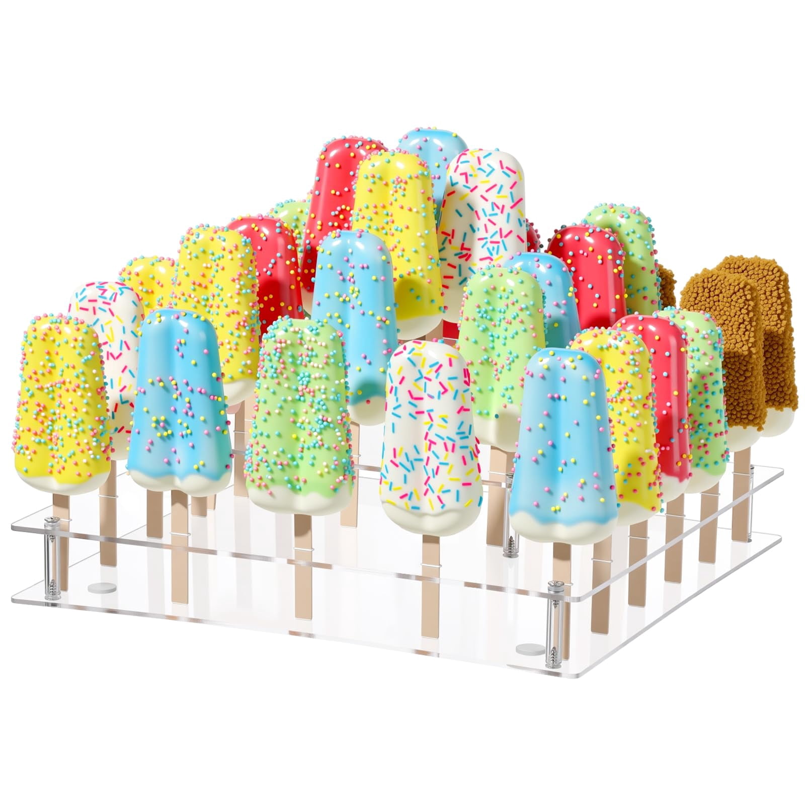 3-Tier Cakesicle Stand, Acrylic Ice Pop Holder with 50 Wood Sticks for ...