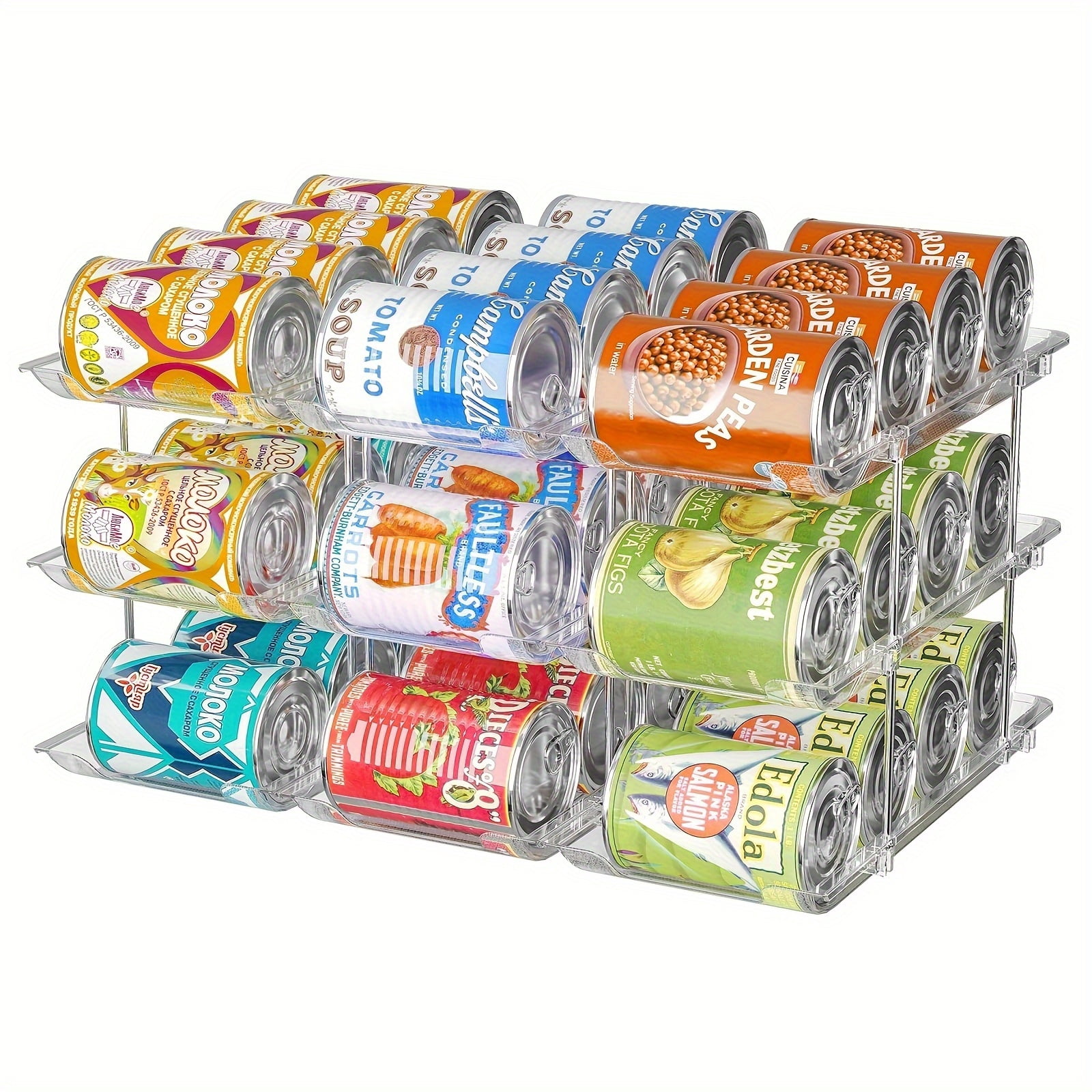 3-Tier Can Organizer Rack for Pantry Fridge 36-Capacity Stackable ...