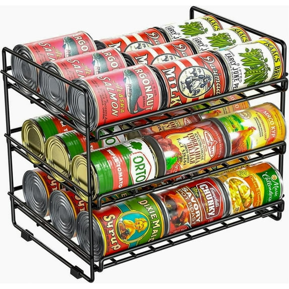 3-Tier Can Rack for Cabinet, 12.5" D x 16.5" W x 14" H, Holds 36 Cans ...