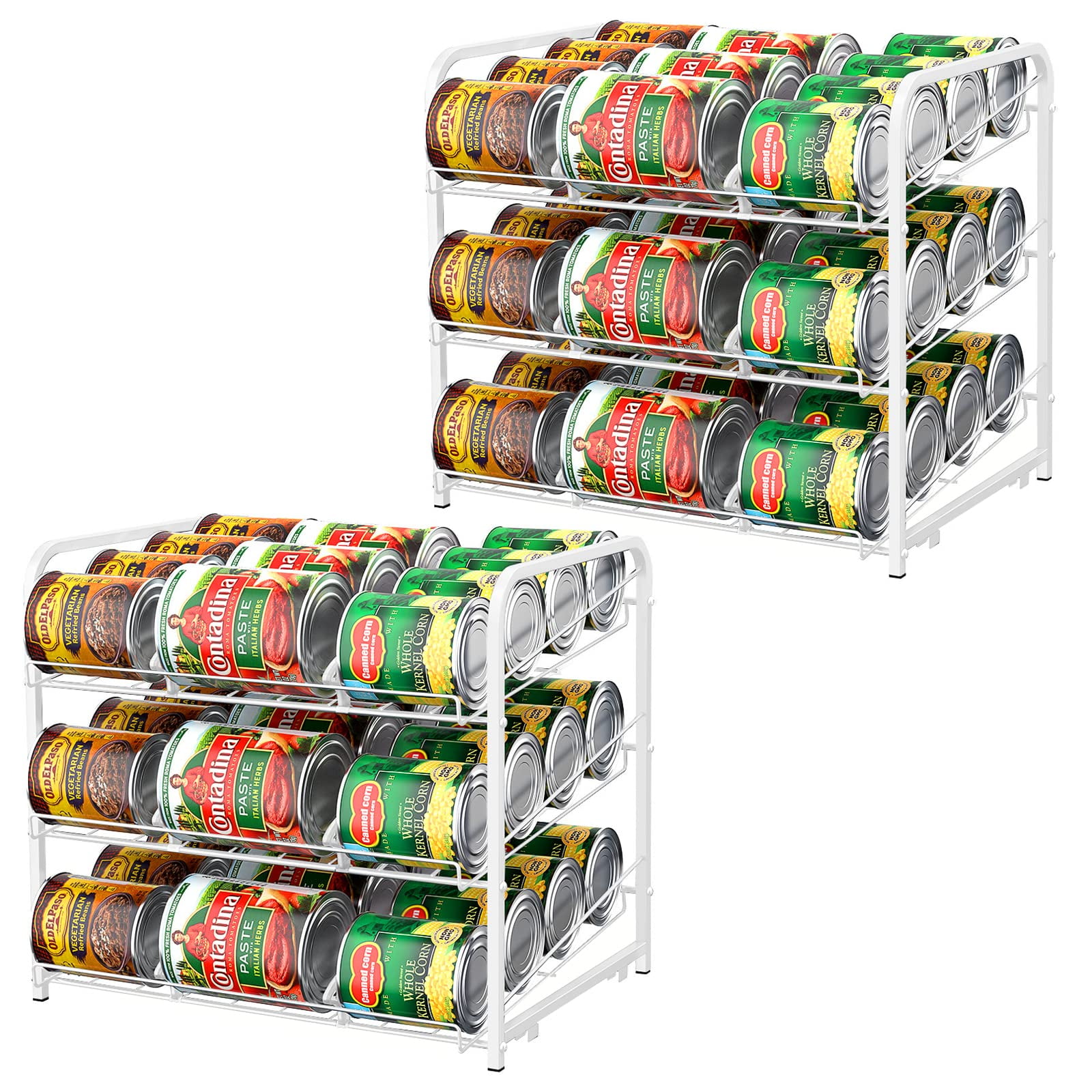 3 Tier Can Storage Organizer 2 Pack, Stackable Metal Rack for Pantry ...