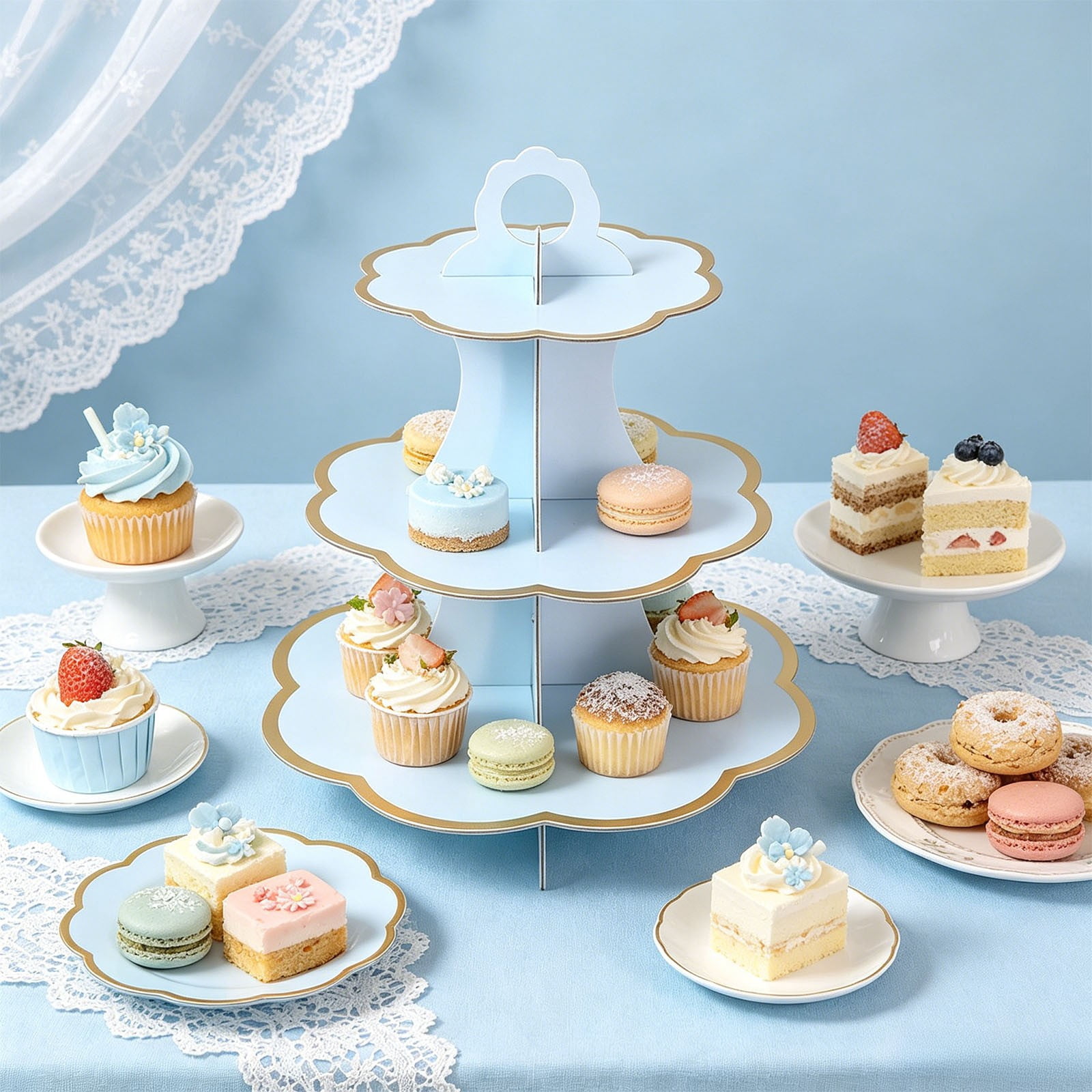 3-Tier Cardboard Cupcake Stand, Disposable D Ert Tower for Birt Ay ...
