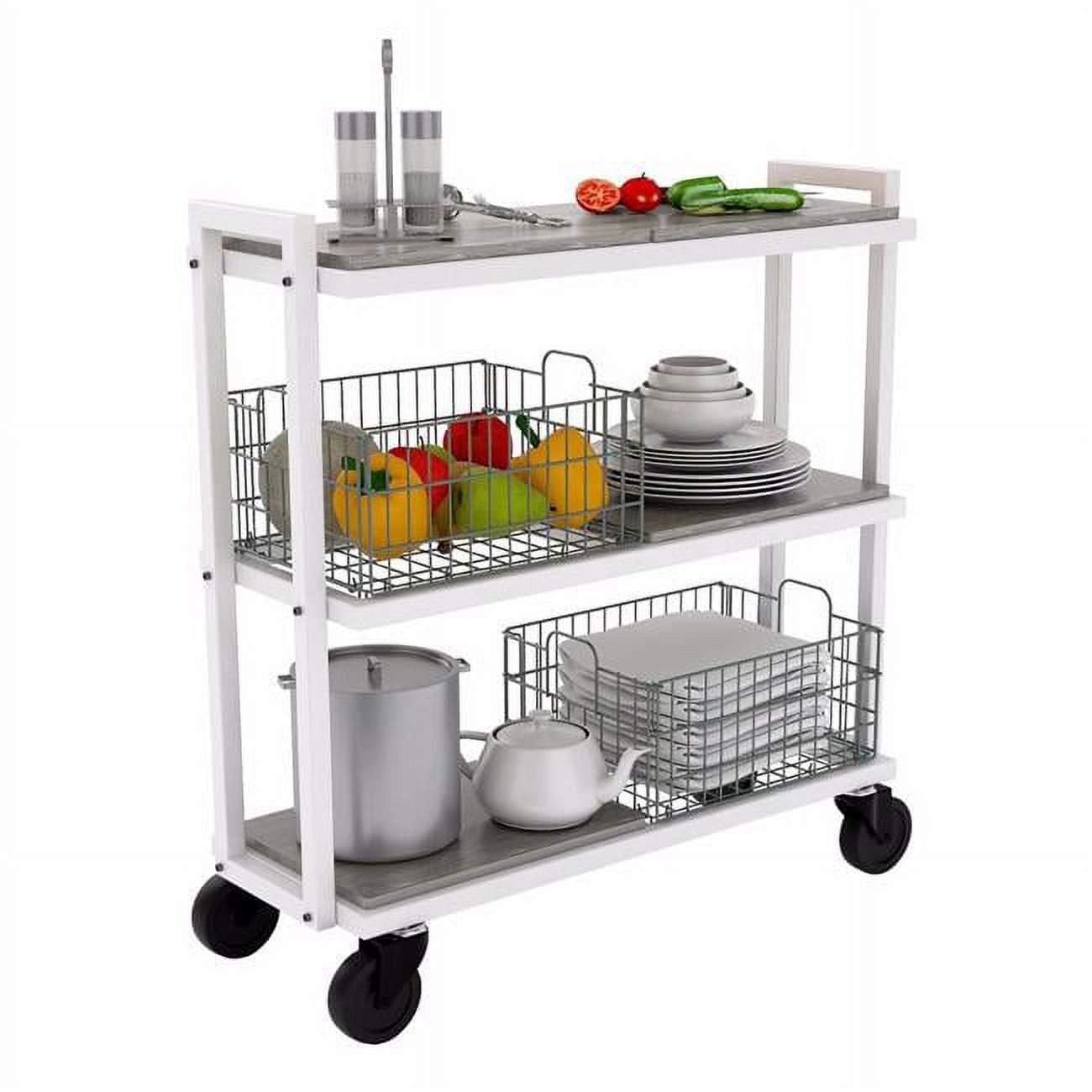 3 Tier Cart System Wide, White - Walmart.com