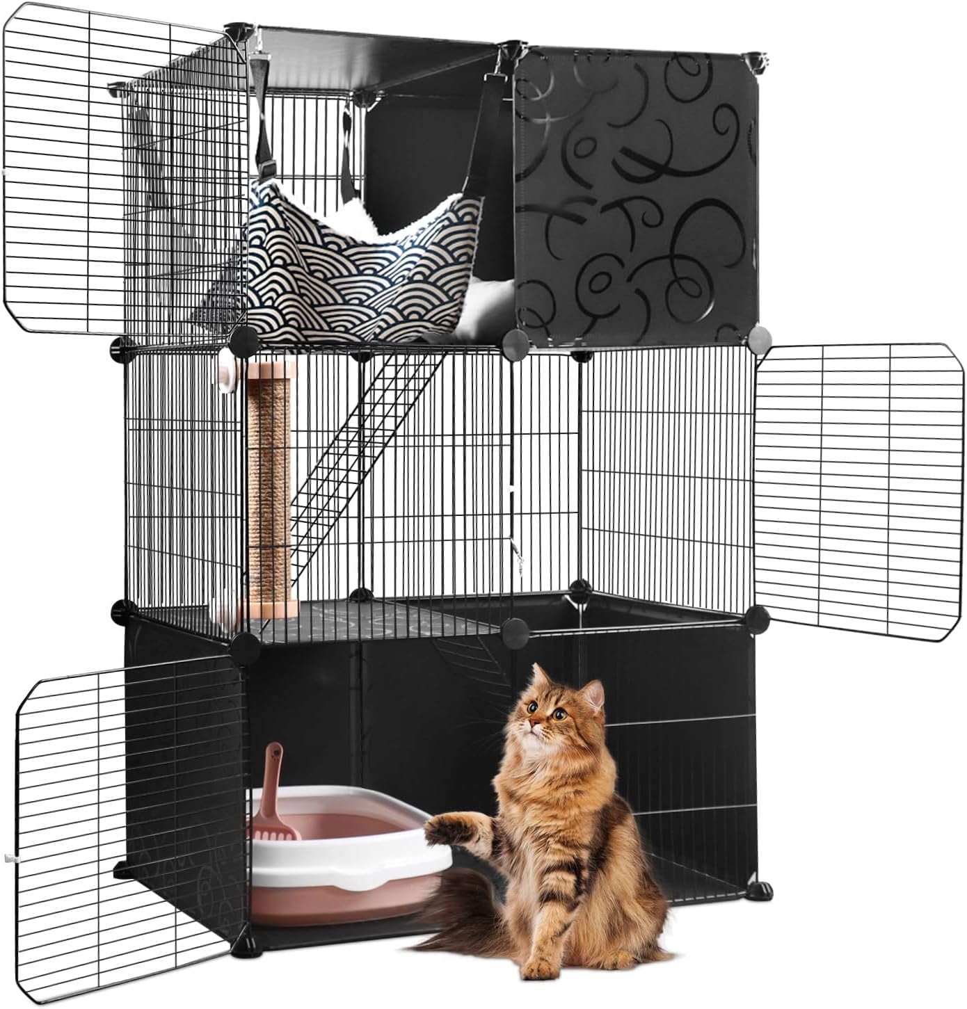 3 Tier Cat Cage, DIY Cat Cages Indoor Cat Enclosure Playpen with Cat ...