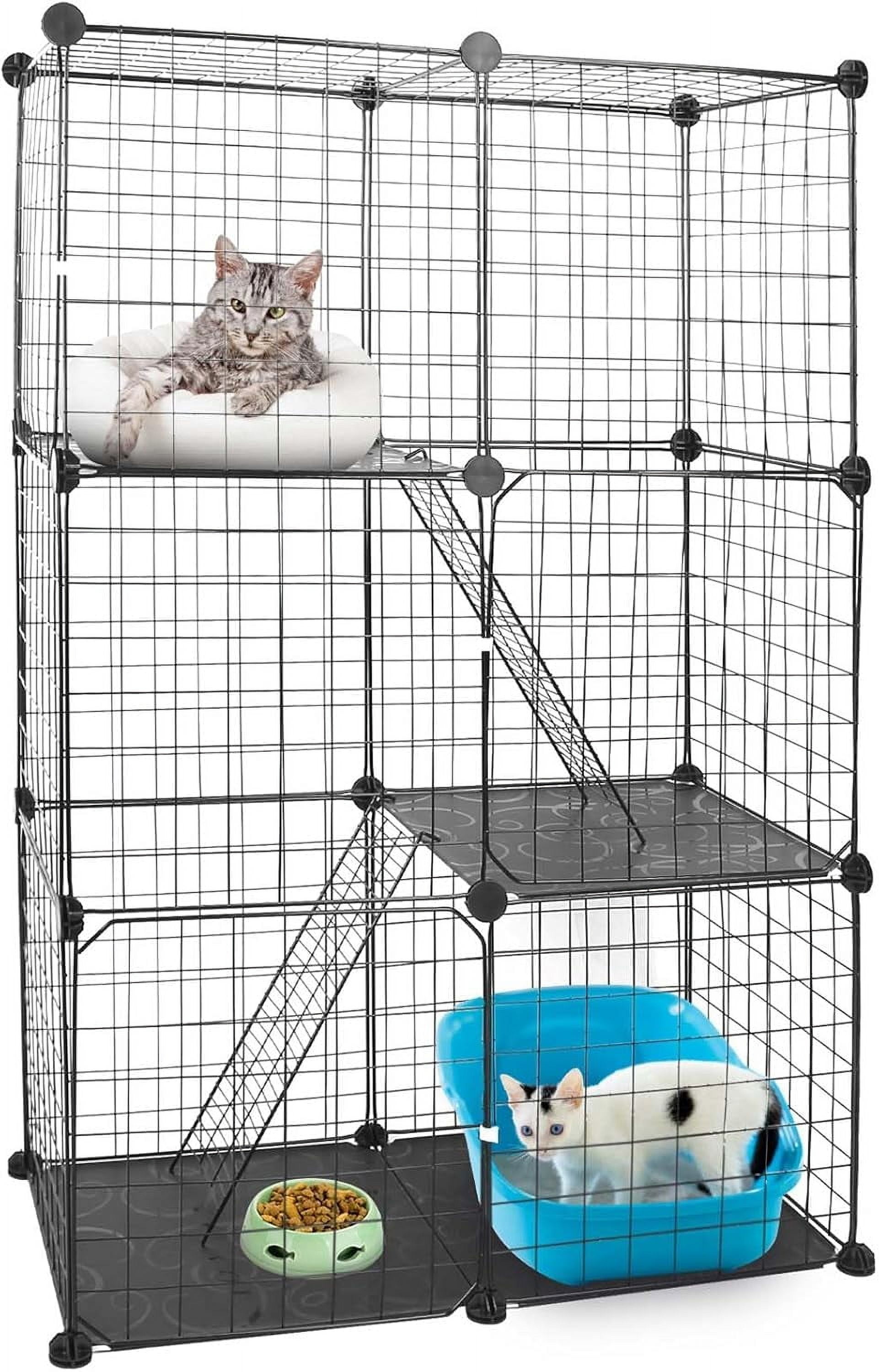 3 Tier Cat Cage, DIY Cat Cages Indoor Enclosure with 3 Adjustable ...
