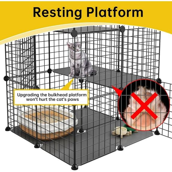 3-Tier Cat Cage Indoor Enclosure Cat Playpen Catio Detachable Metal ...