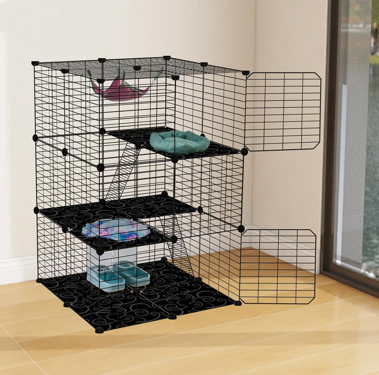 3-Tier Cat Cages Indoor, DIY Cat Enclosure, Cat Playpen Catio ...