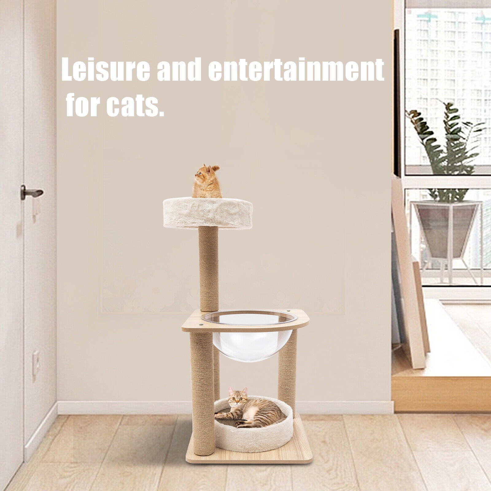 3-Tier Cat Tree Activity Tower Pet Furniture Climbing Playing Tree with ...