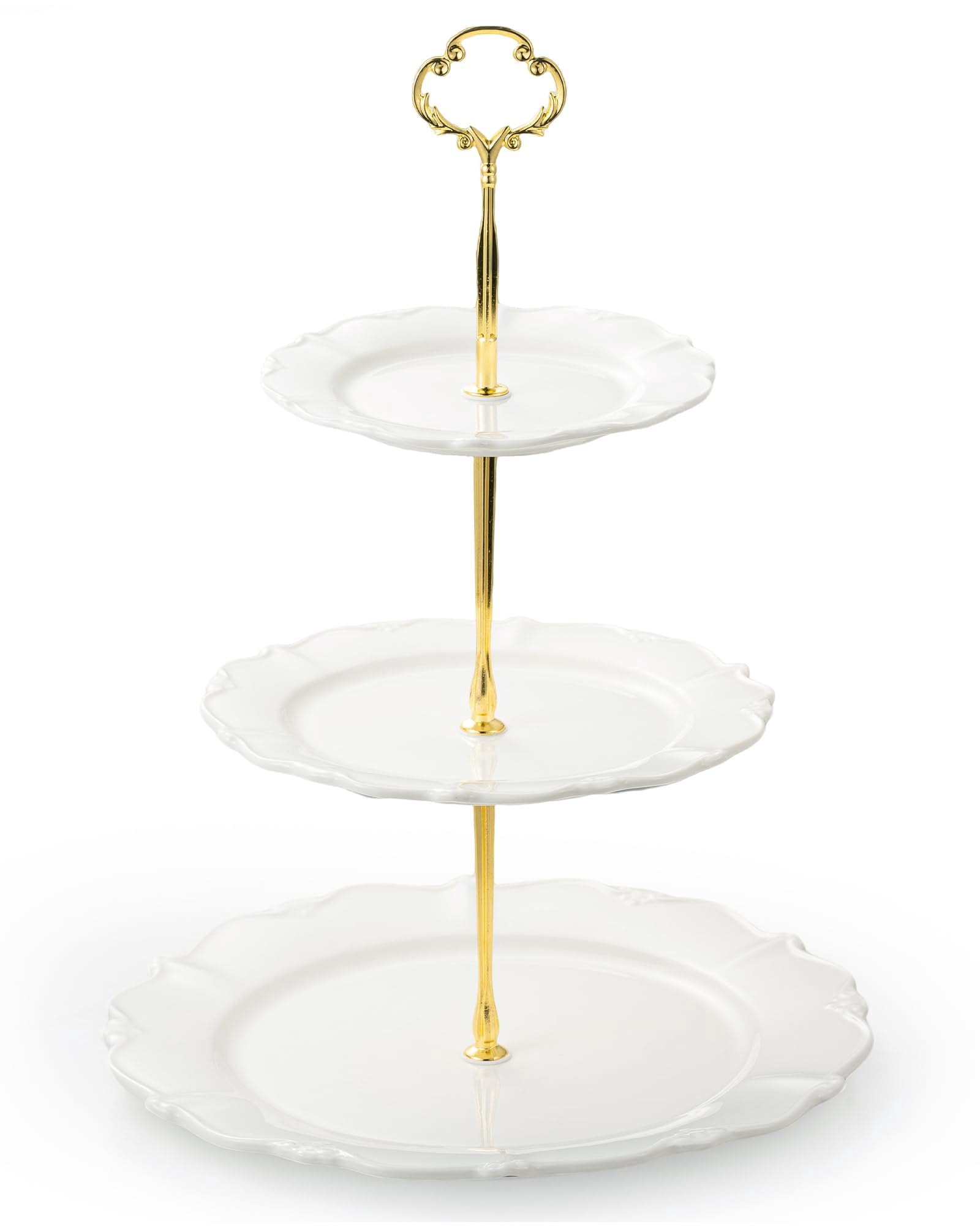 3 Tier Ceramic Cupcake Stand White Serving Dessert Tower Tray for ...