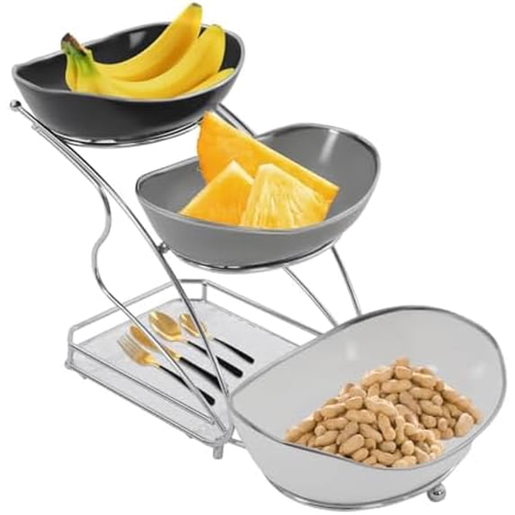 3 Tier Fruit Serving Bowls W/ Stand Fruit Serving Bowl Holder for ...