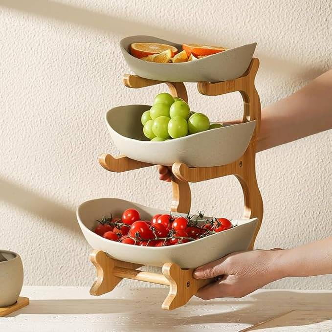 3-Tier Ceramics Serving Tray Stand, Creative Dried Fruit Snack Plate ...