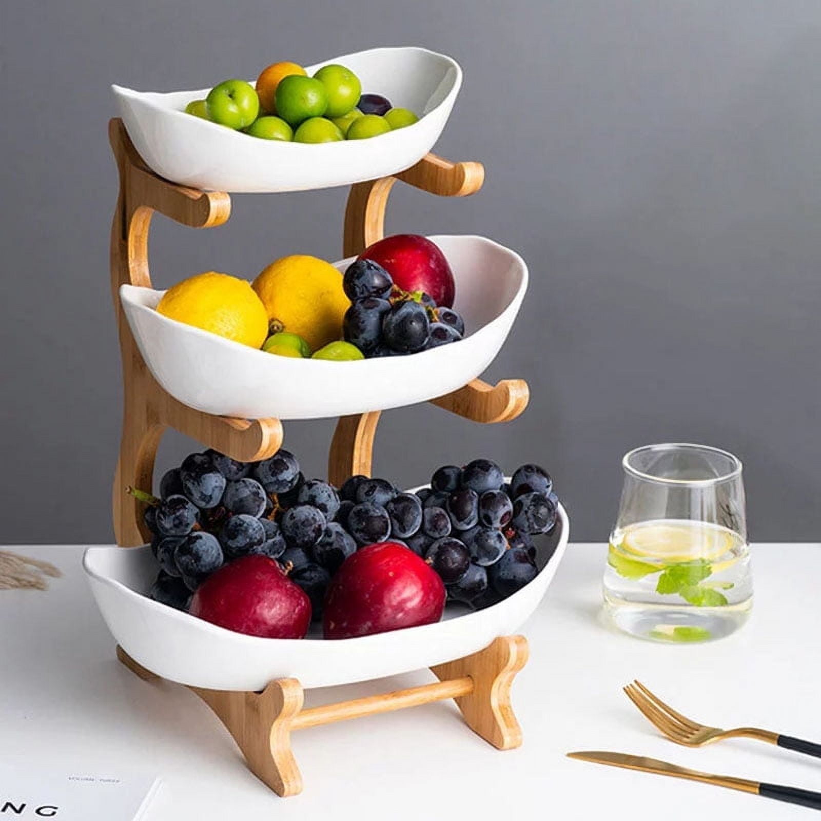 3-Tier Ceramics Serving Tray Stand, Creative Dried Fruit Snack Plate ...