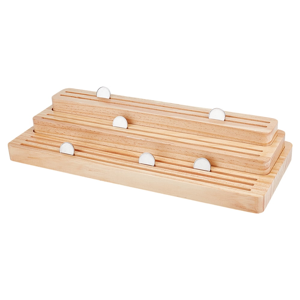 3-Tier Challenge Coin Display Stand 7 Rows Wood Coin Holder Rack ...