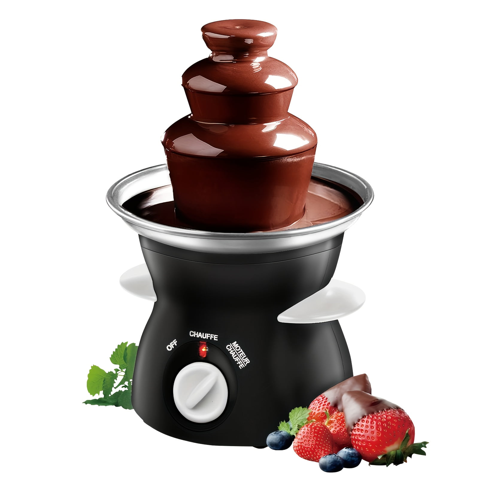 3 Tier Chocolate Fondue Fountain, Electric Stainless Steel Dipping ...