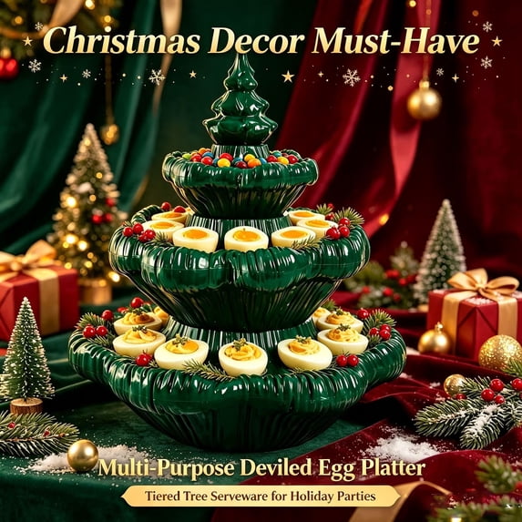 3-Tier Christmas Serving Tray, Tree-Shaped Plastic Food Display with ...