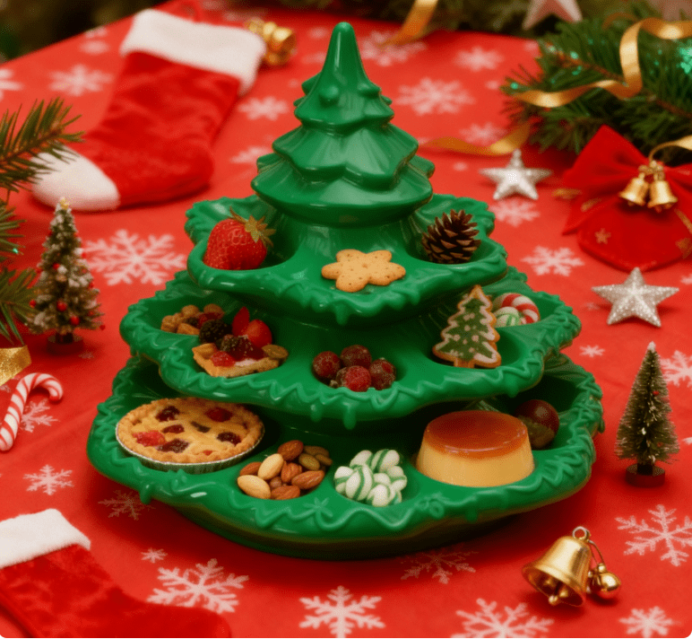 3 Tier Christmas Tree Ceramic Deviled Egg Platter, 26 Holes Stackable ...