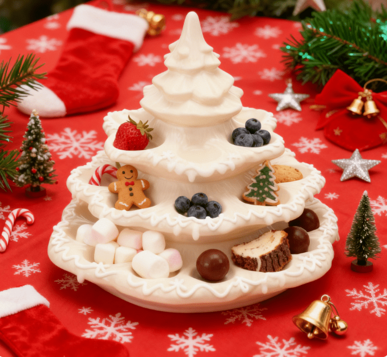 3 Tier Christmas Tree Deviled Egg Platter, Ceramic 26-Hole Stackable ...