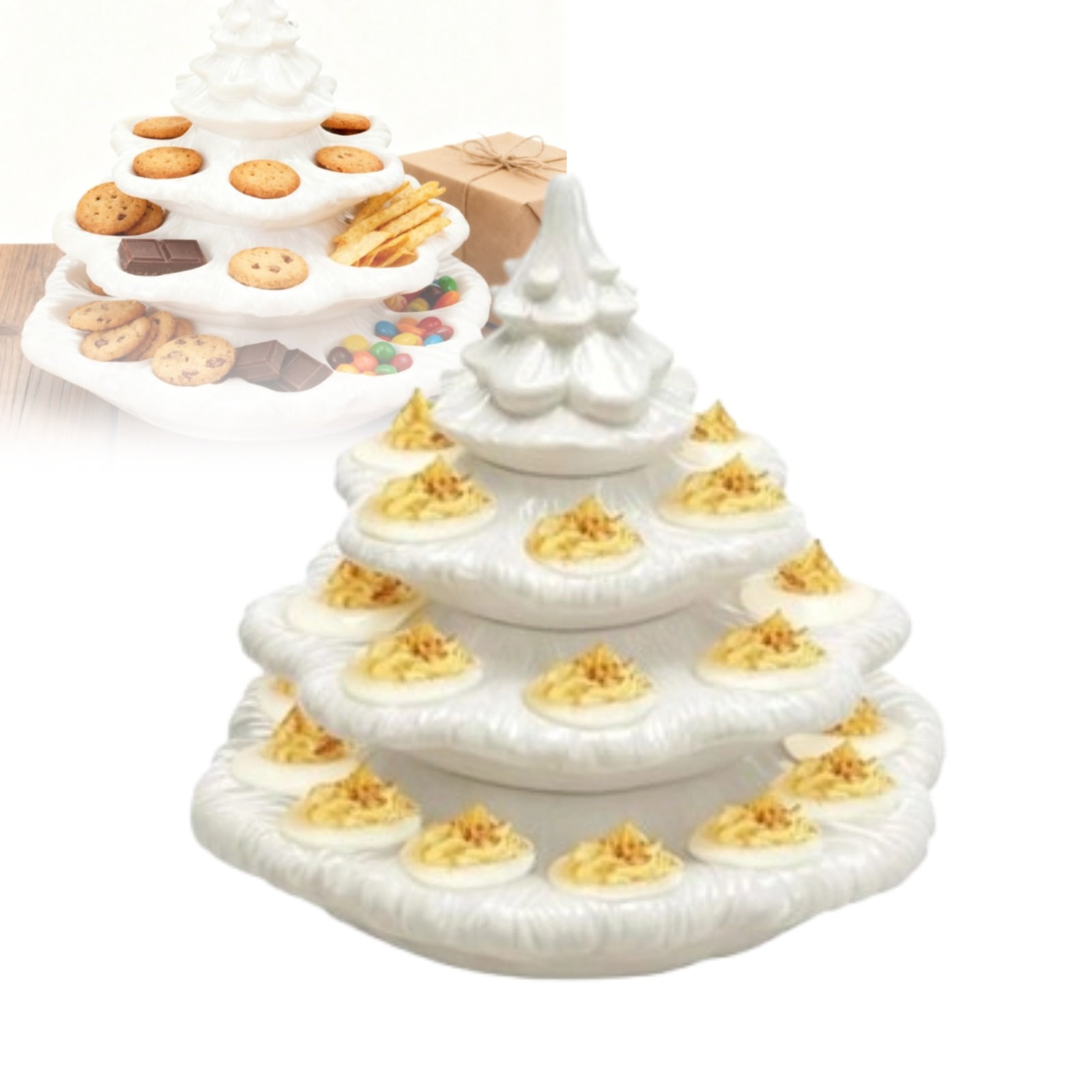 3 Tier Christmas Tree Deviled Egg Platter, Festive Holiday Appetizer ...
