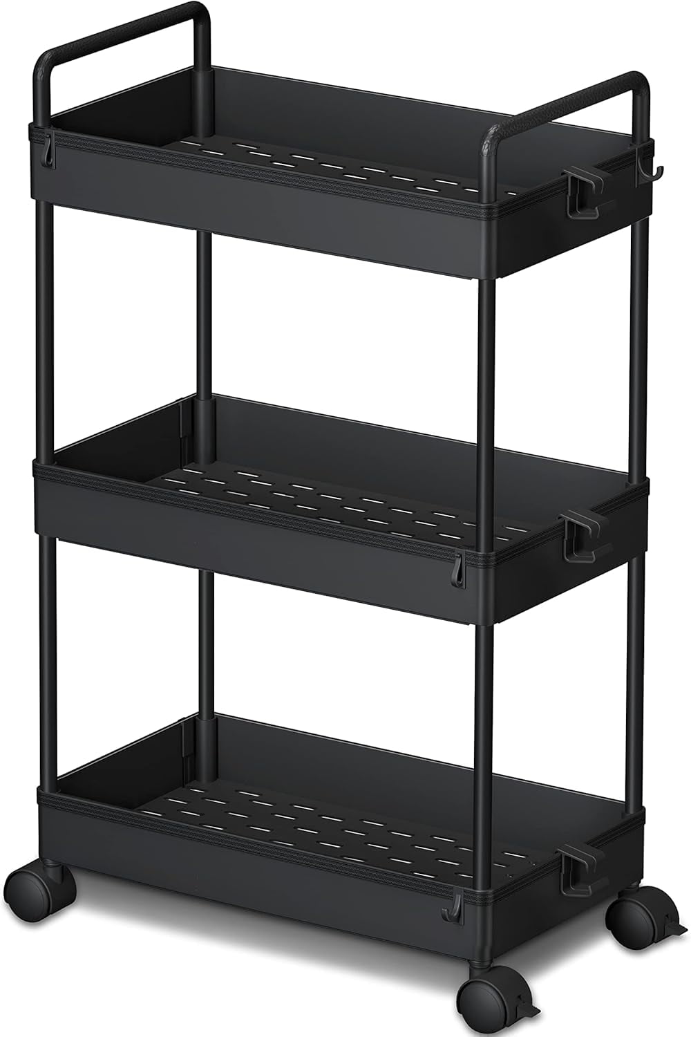 3 Tier Classic Storage Rolling Cart, Slim Storage Cart with Wheels ...