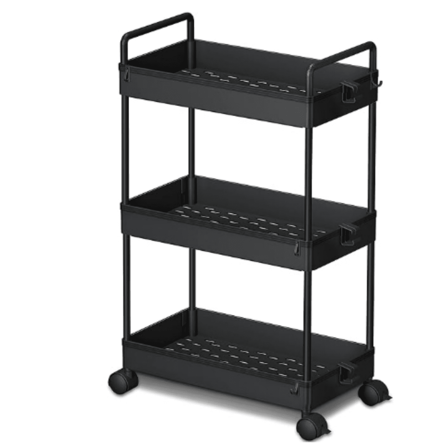 3 Tier Classic Storage Rolling Cart, Slim Storage Cart with Wheels ...