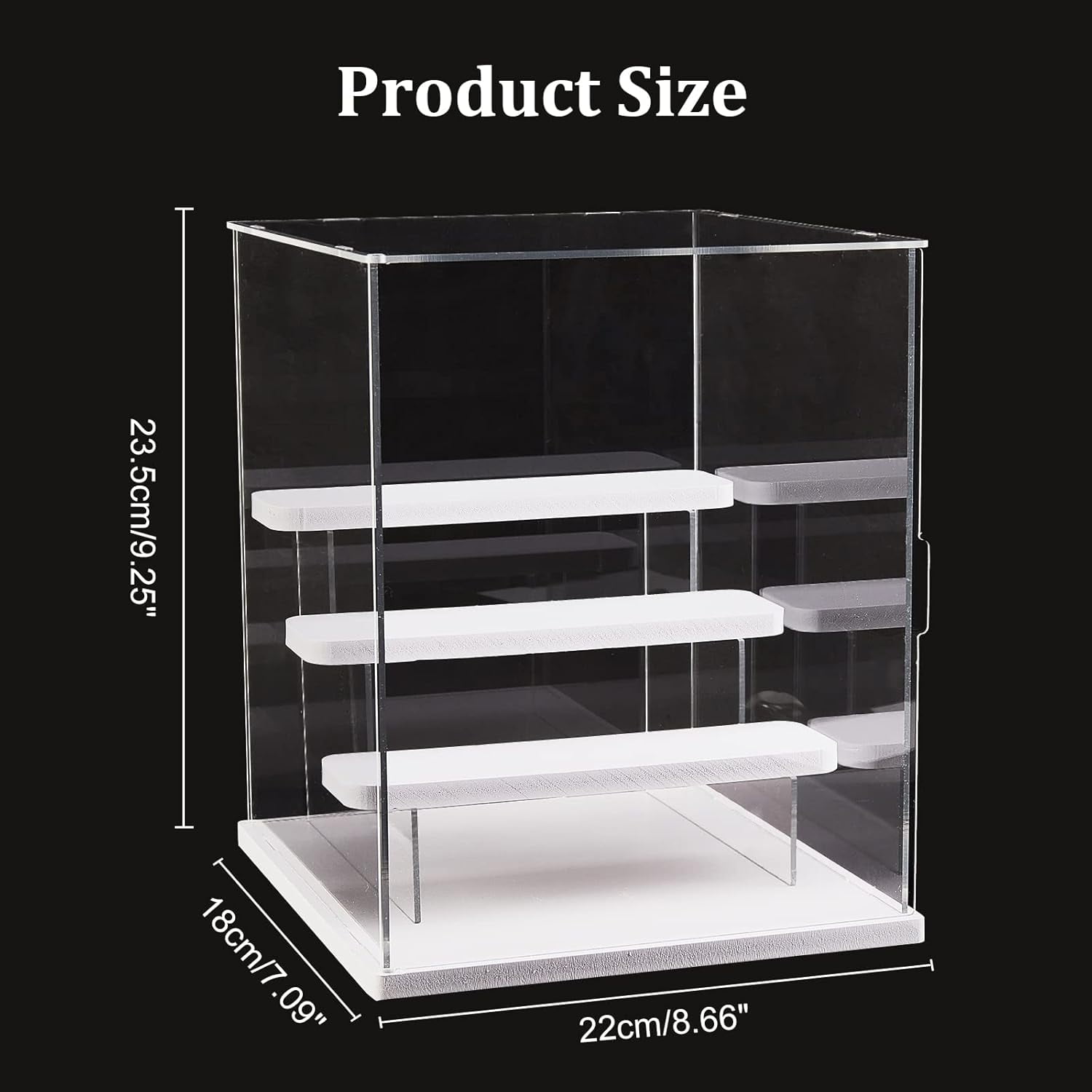 3 Tier Clear Acrylic Display Case 8.6x7.1x9.2 Figures Display Boxes ...