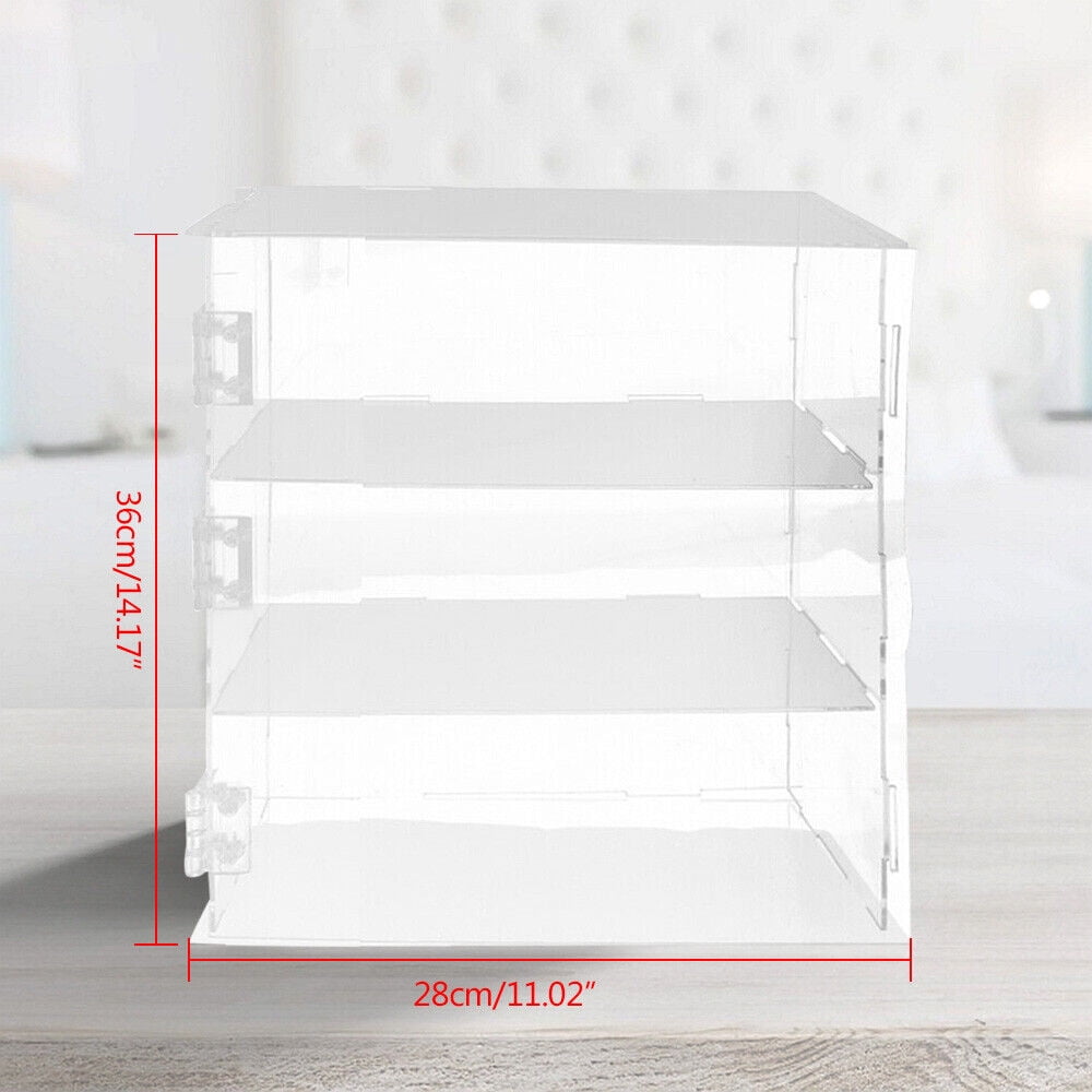 3-Tier Clear Display Case Countertop Showcase Dustproof Protection ...