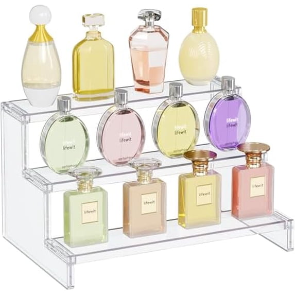 3 Tier Clear Display Riser Stand, 12 Inch Plastic Step Display Shelves ...