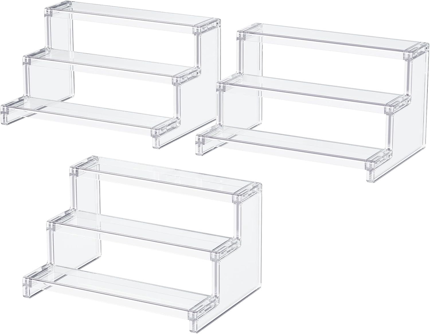 3 Tier Clear Display Riser Stand, 9 Inch Step Display Shelves, Tool ...