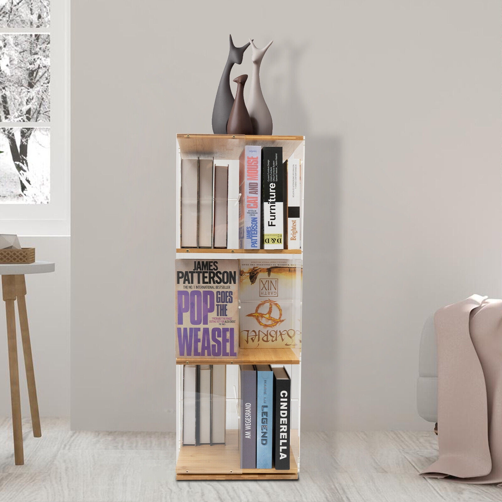 3 Tier Clear Freestanding Bookshelf ,Acrylic Bookcase Book Display ...
