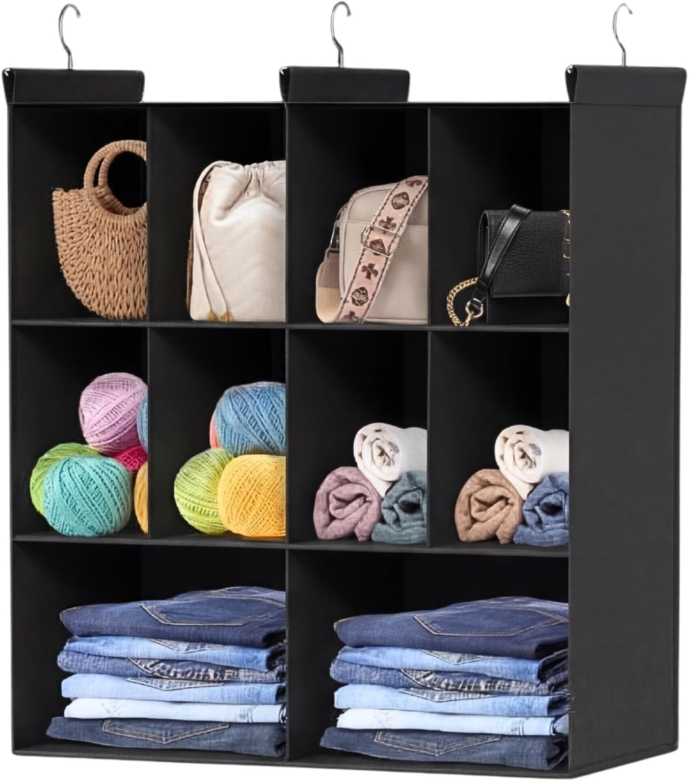3 Tier Closet Organizer, 10 Compartments Sweater Organizer for Closet ...