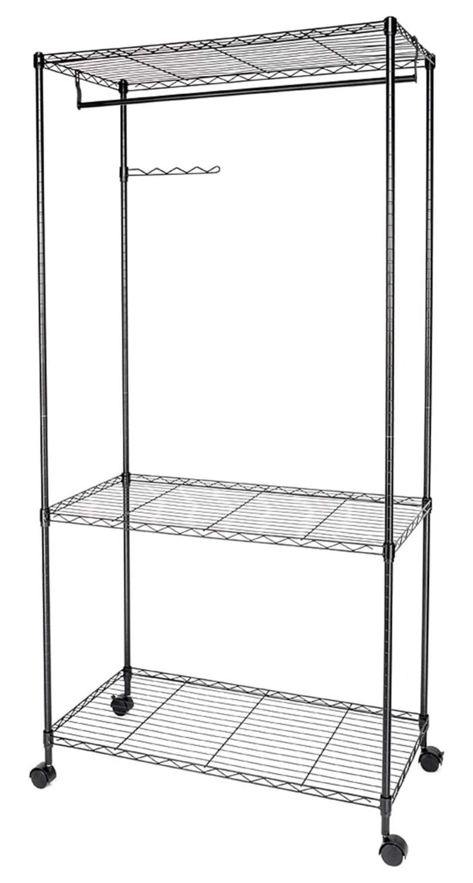 3-Tier Closet Organizer Metal Garment Rack Portable Clothes Hanger Home ...