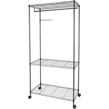 Free Shipping! Ktaxon Heavy Duty Rolling Garment Rack Portable Double ...