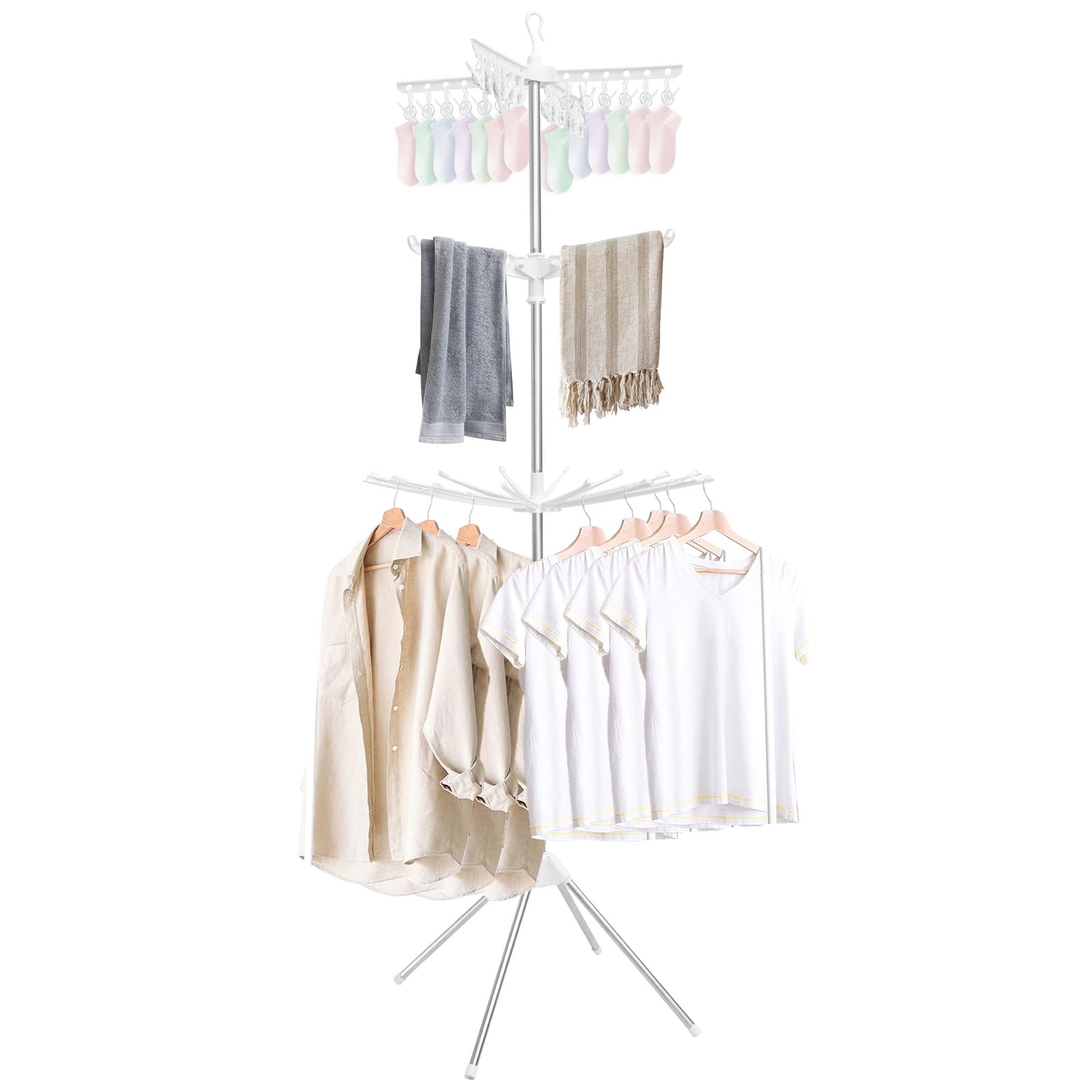 3-Tier Clothes Drying Rack 84.6inch Collapsible Laundry Drying Rack ...
