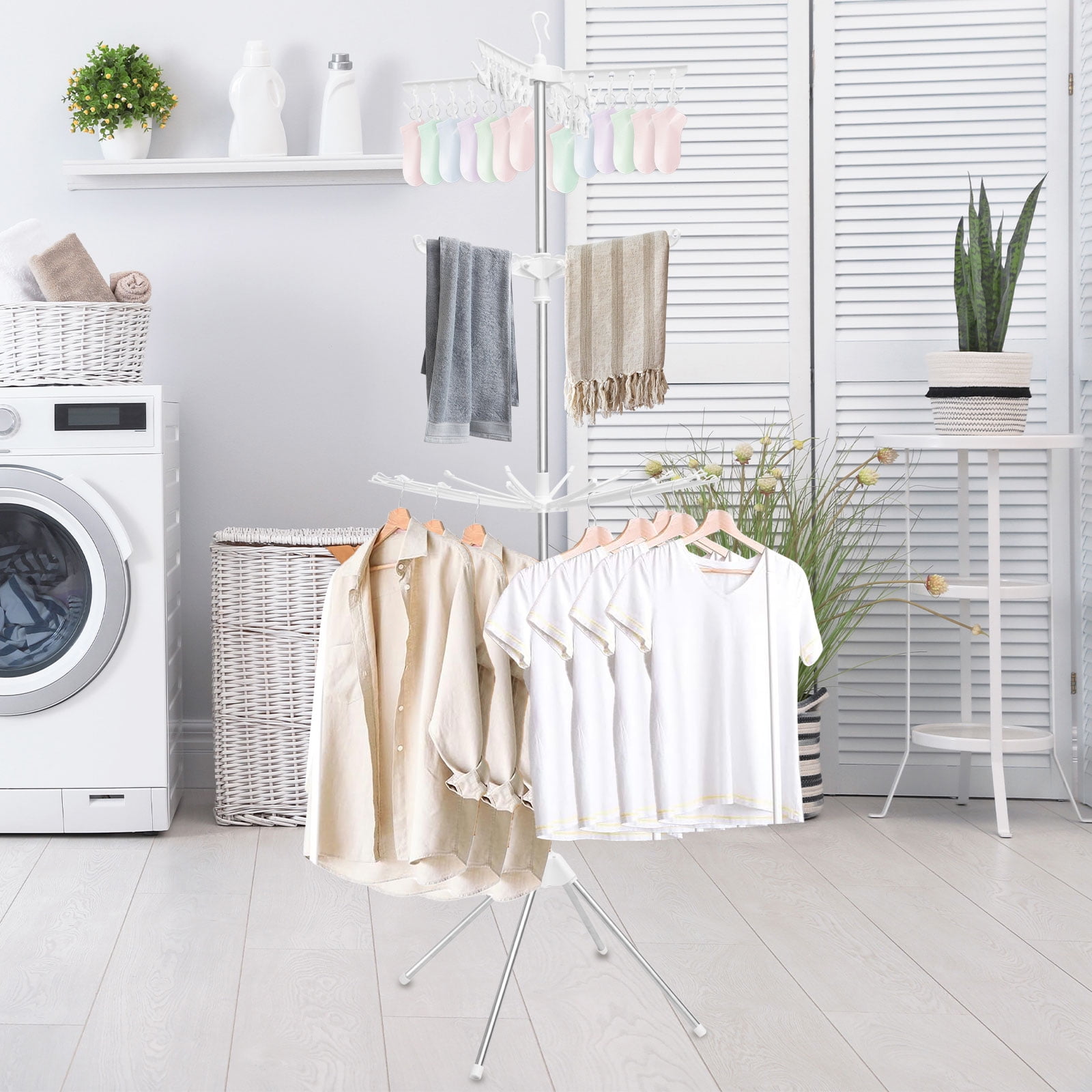 3-Tier Clothes Drying Rack 84.6inch Collapsible Laundry Drying Rack ...