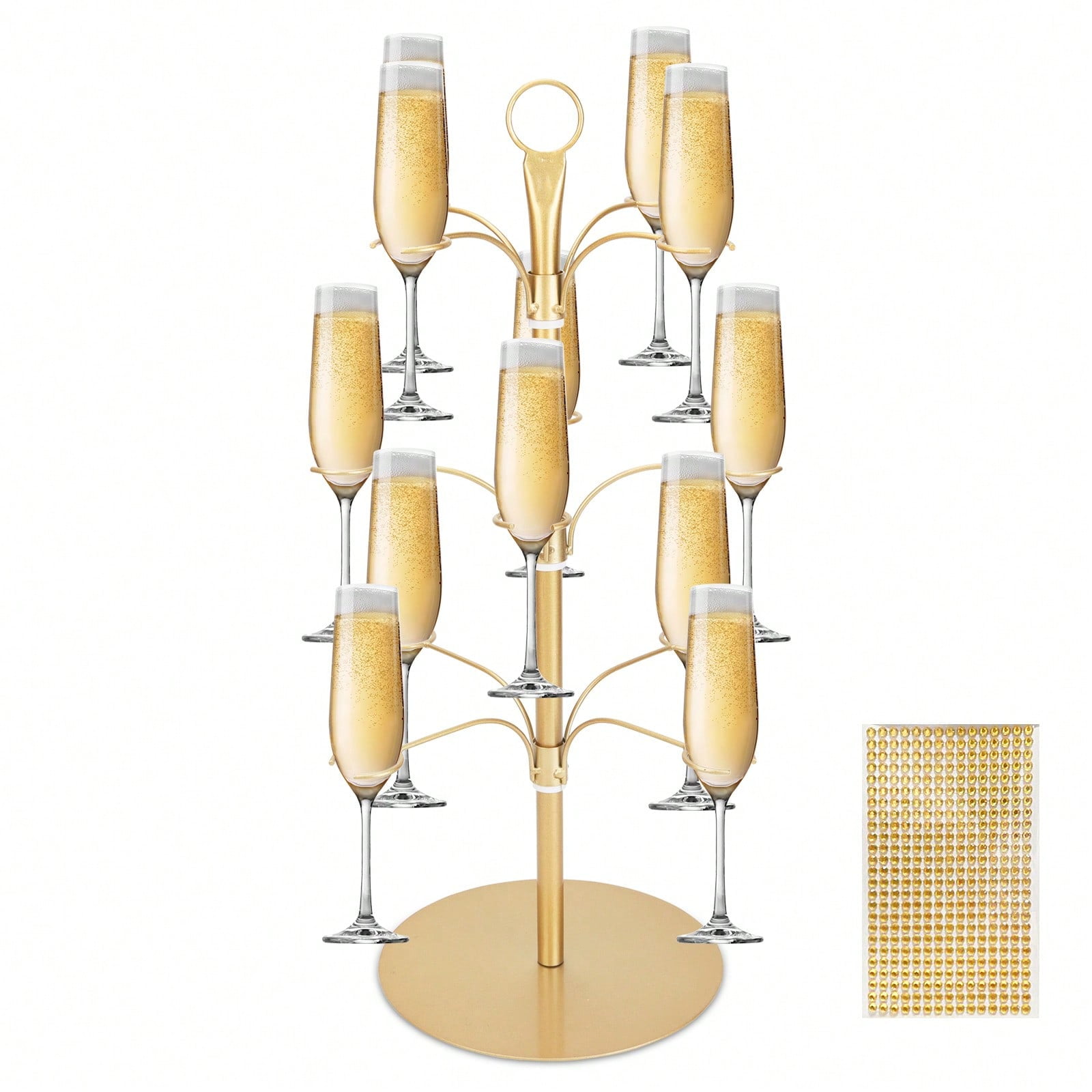 3-Tier Drink Tree Stand – Holds 12 Glasses for Cocktails, Champagne, or ...