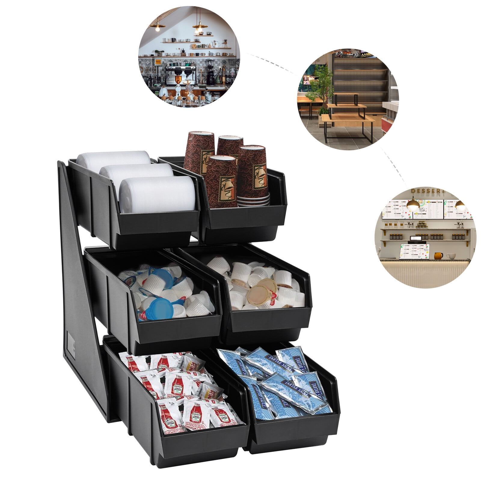 3-Tier Coffee Condiment Organizer, 6-Compartment Condiment Pod Storage ...