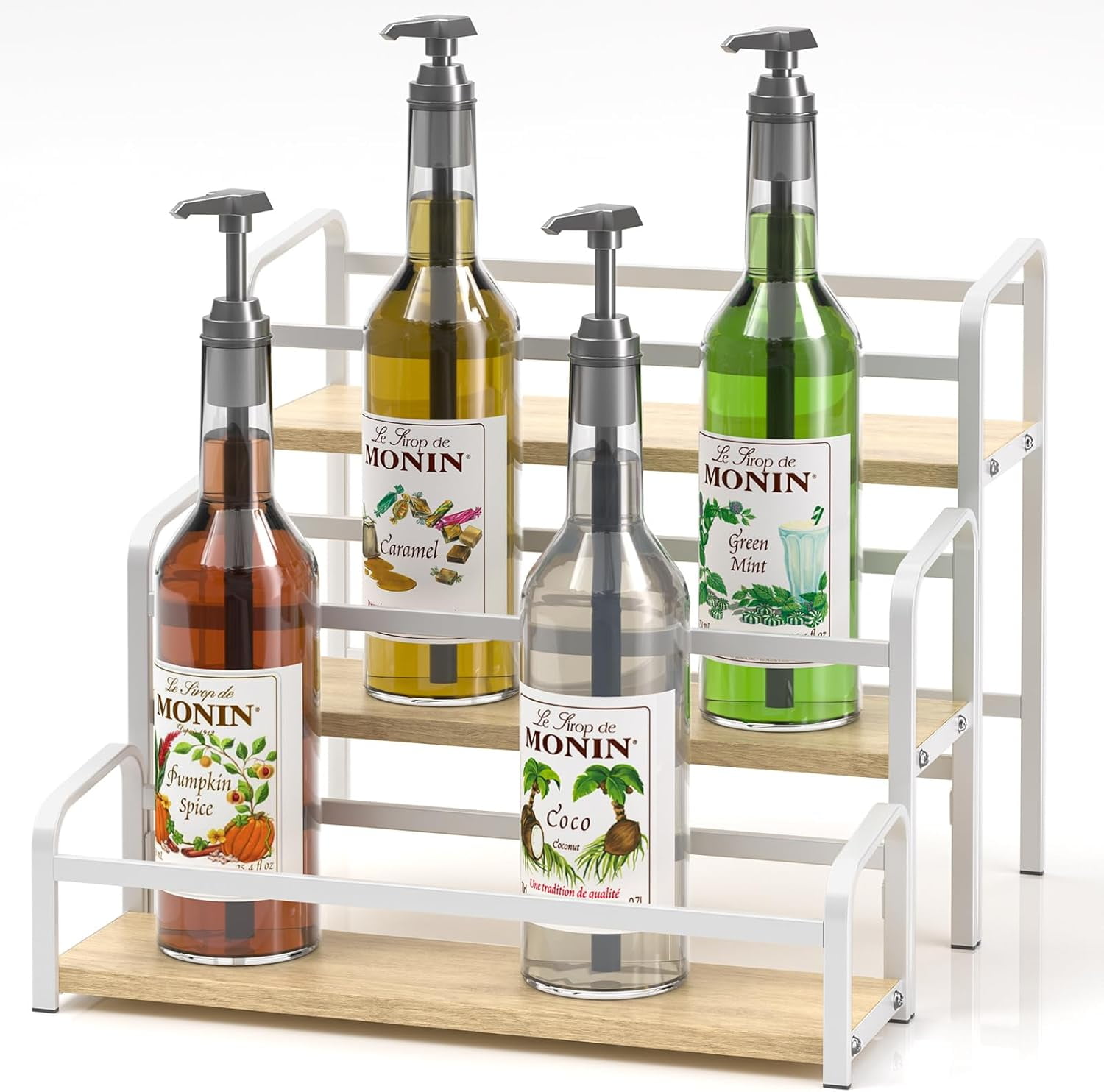 3-Tier Coffee Syrup Organizer, 12 Bottles Capacity Syrup Rack for ...