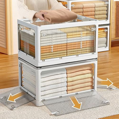 3 Tier Collapsible Storage Bins with Lids,255QT/67.5GAL Plastic ...