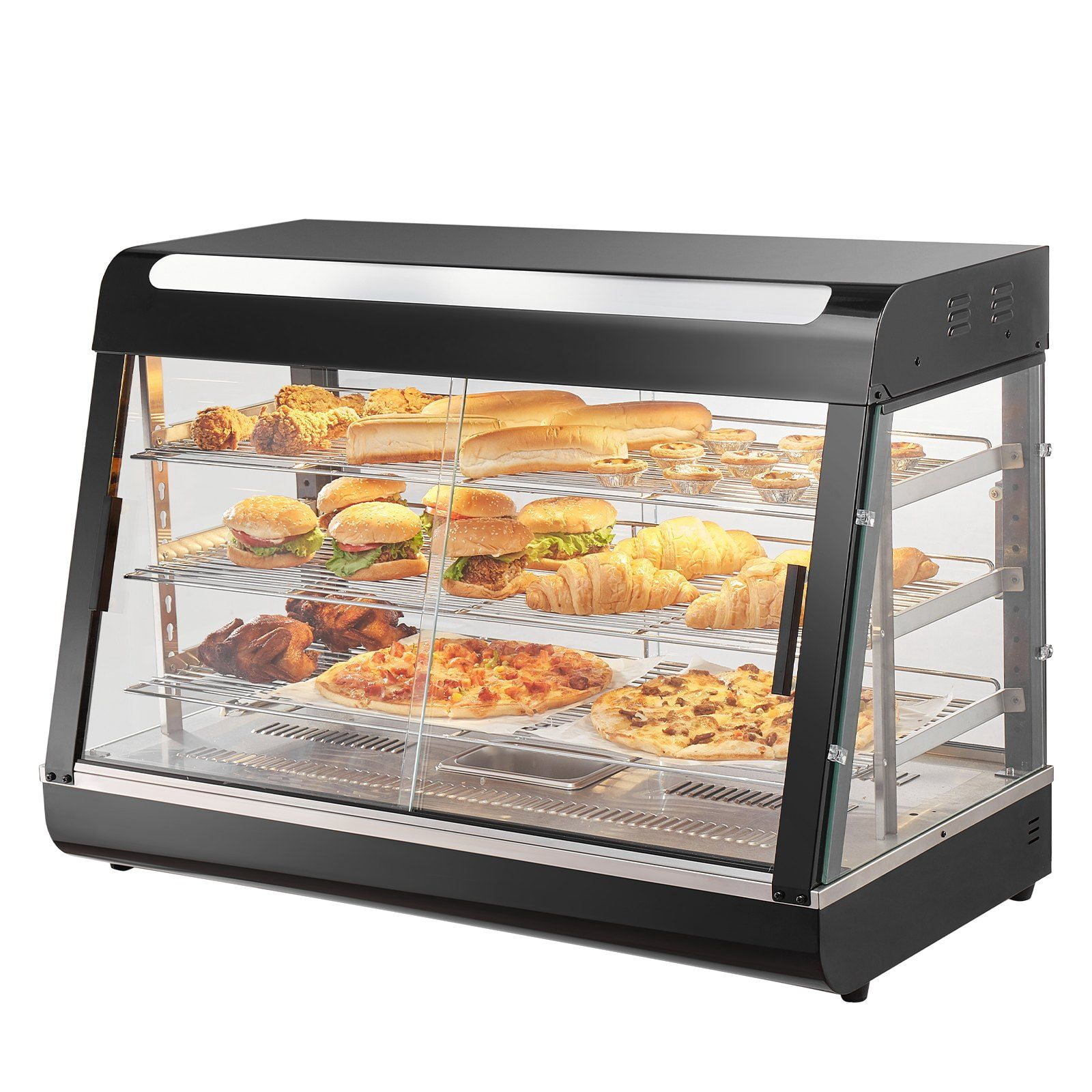 3-Tier Commercial Food Warmer Display Countertop Pizza Cabinet with ...