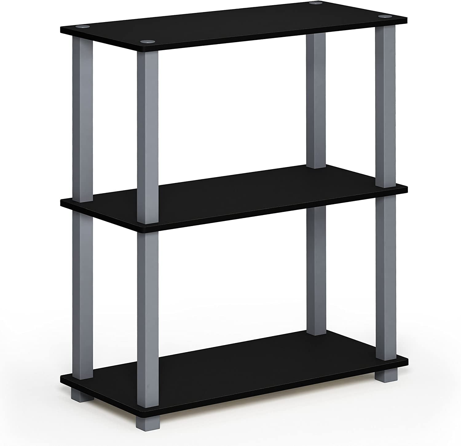 3-Tier Compact Multipurpose Shelf Display Rack with Square Tube, Black ...