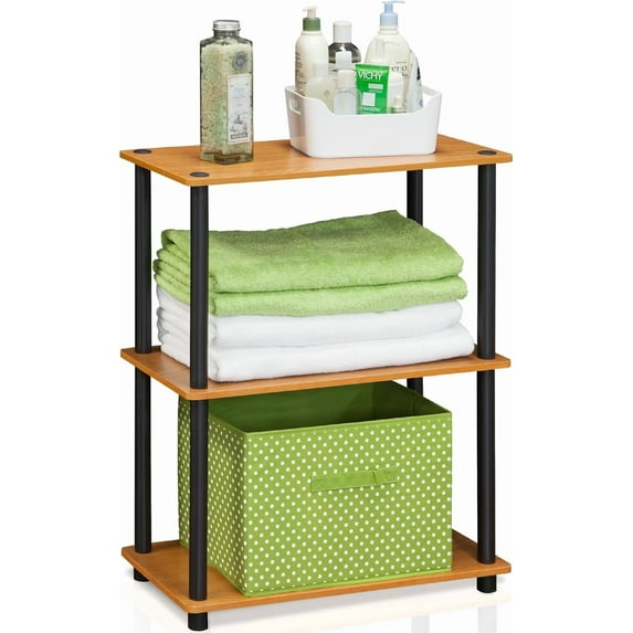 3-Tier Compact Shelf Display Rack, Light Cherry, Multi-Purpose Storage ...