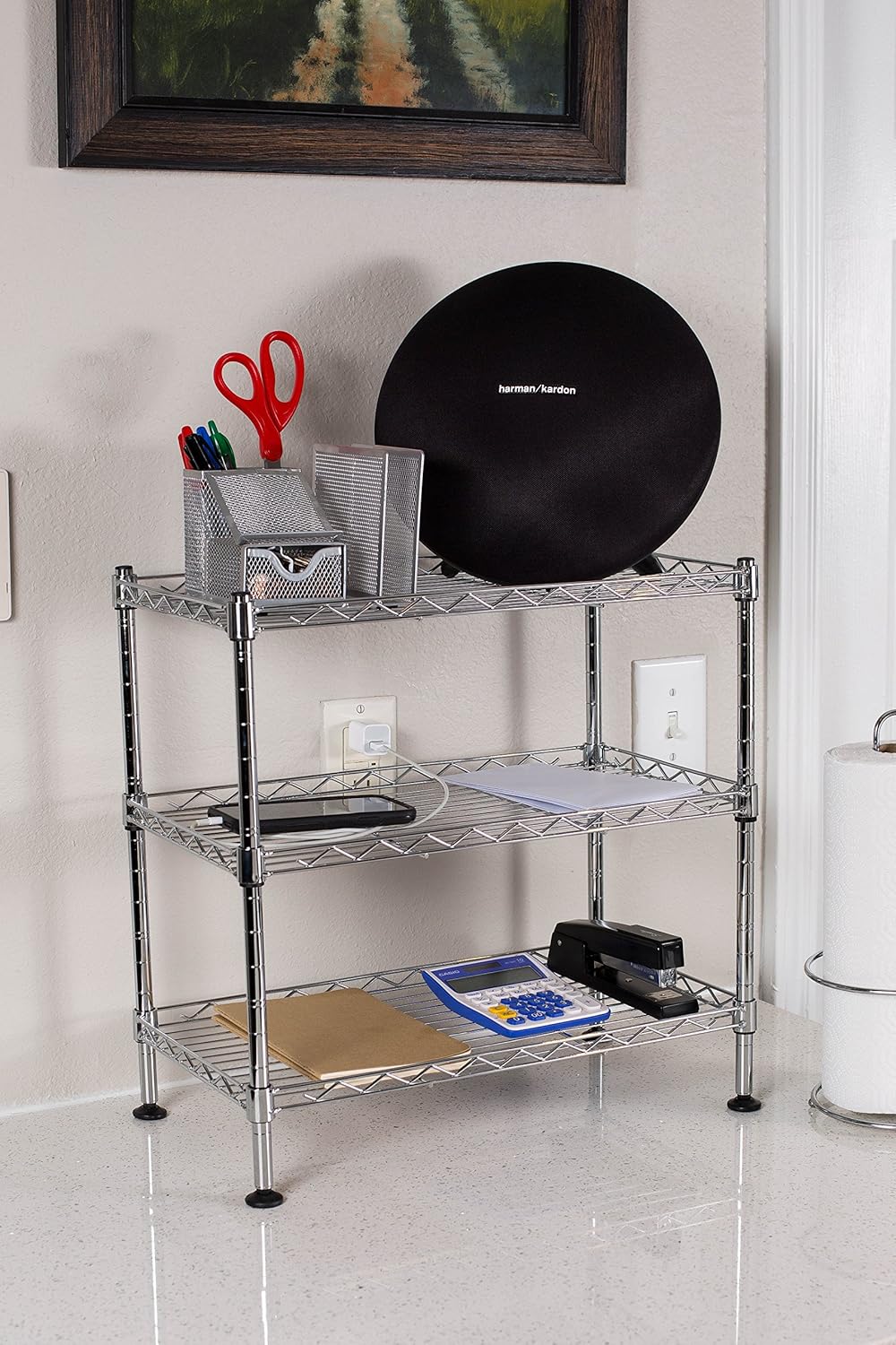 3-Tier Compact Wire Utility Shelving Unit - Adjustable Storage Rack for ...