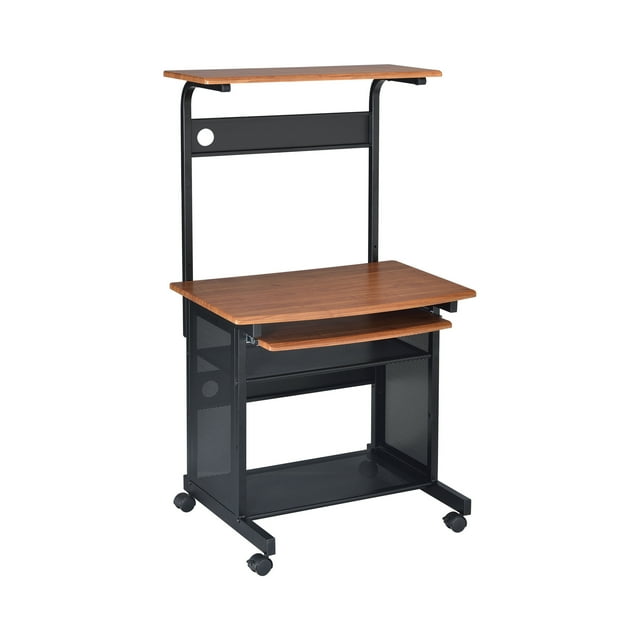 3-Tier Computer Desk Honey and Black - Walmart.com